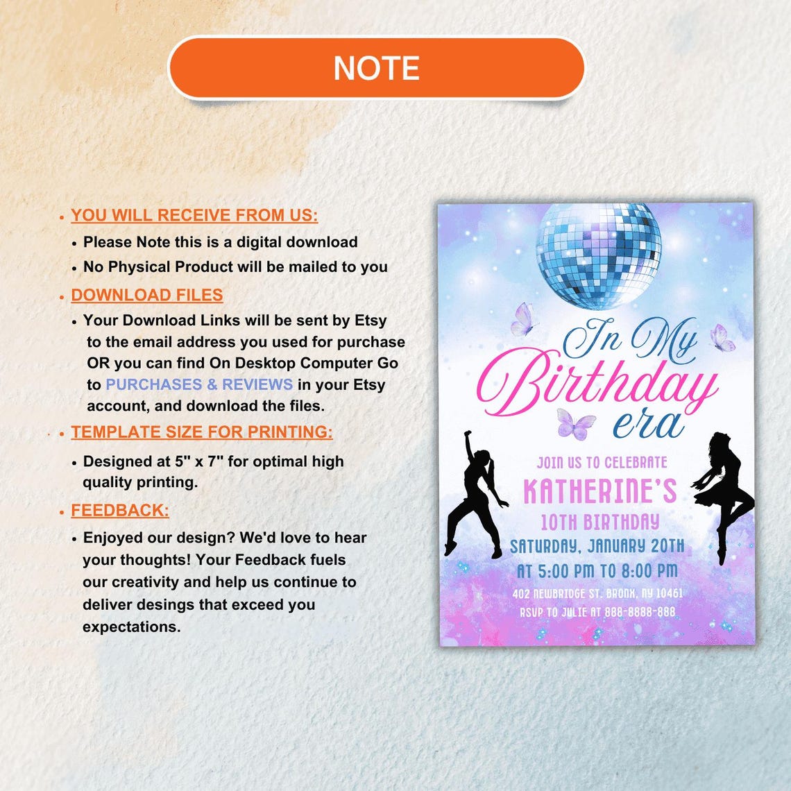 Editable Birthday Era Invitation: Teen Music Party (digital Download ...
