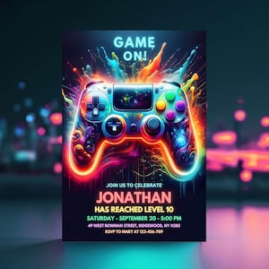 Editable Video Game Birthday Party Invitation Template, Digital Gaming ...
