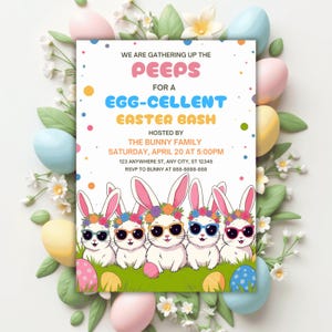 Editable Easter Egg Hunt Invitation: Party With My Peeps (digital ...