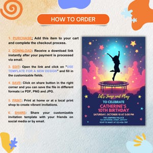 Editable Trampoline Park Birthday Invitation, Lets Jump Birthday Party ...