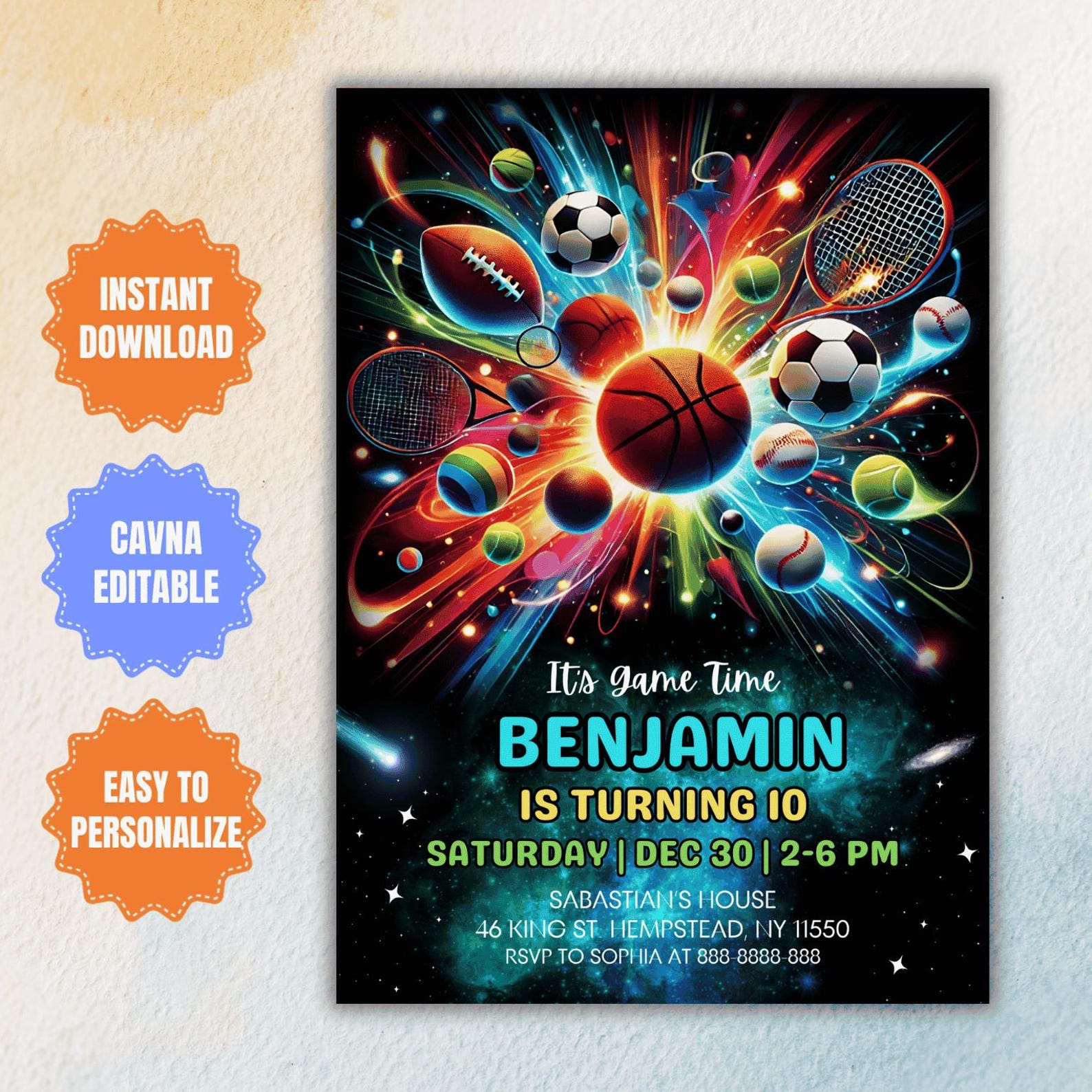 Editable All-star Sports Invitation Template (digital Download) - Etsy