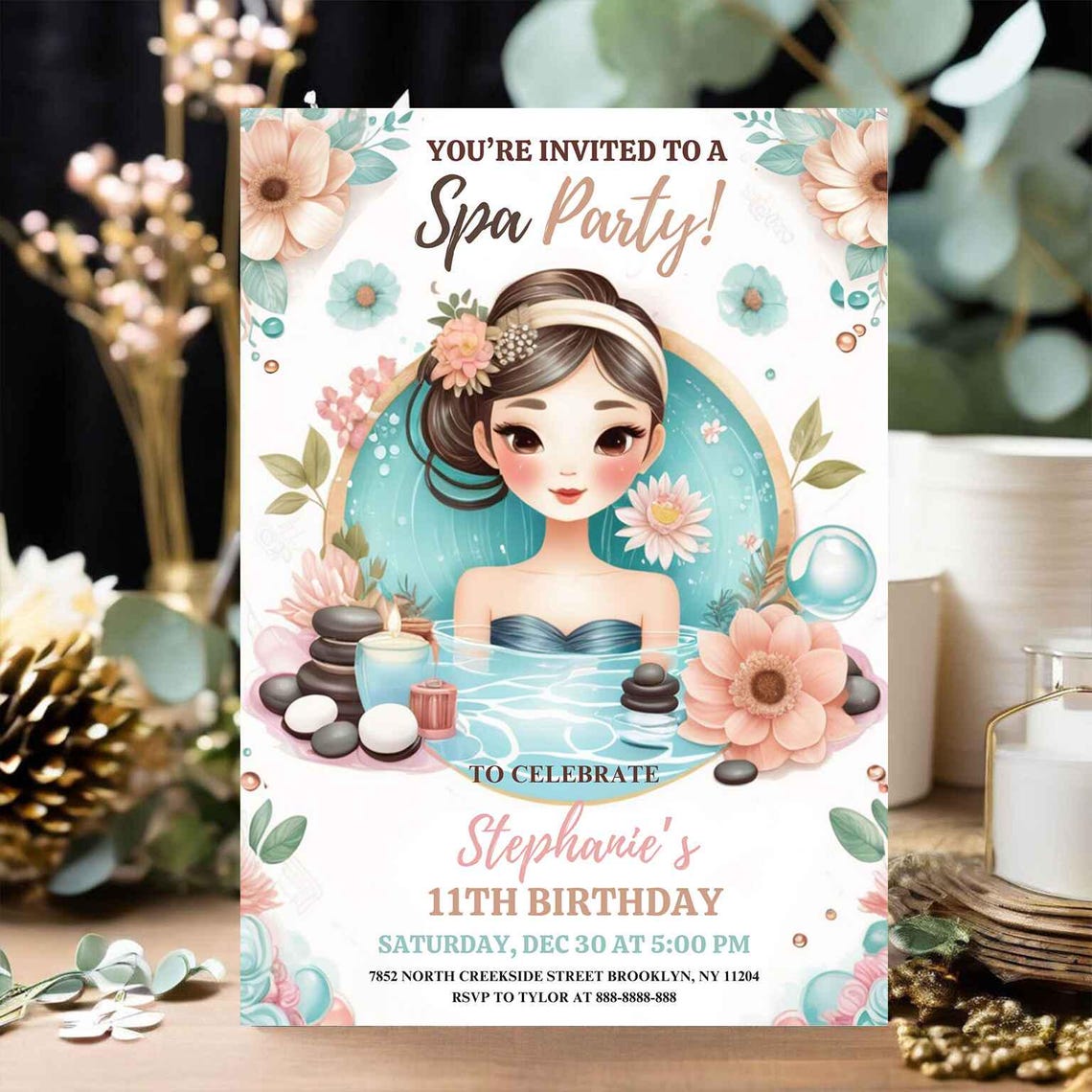 Editable Pamper Birthday Party Invitation, Join Us for A Spa Party ...