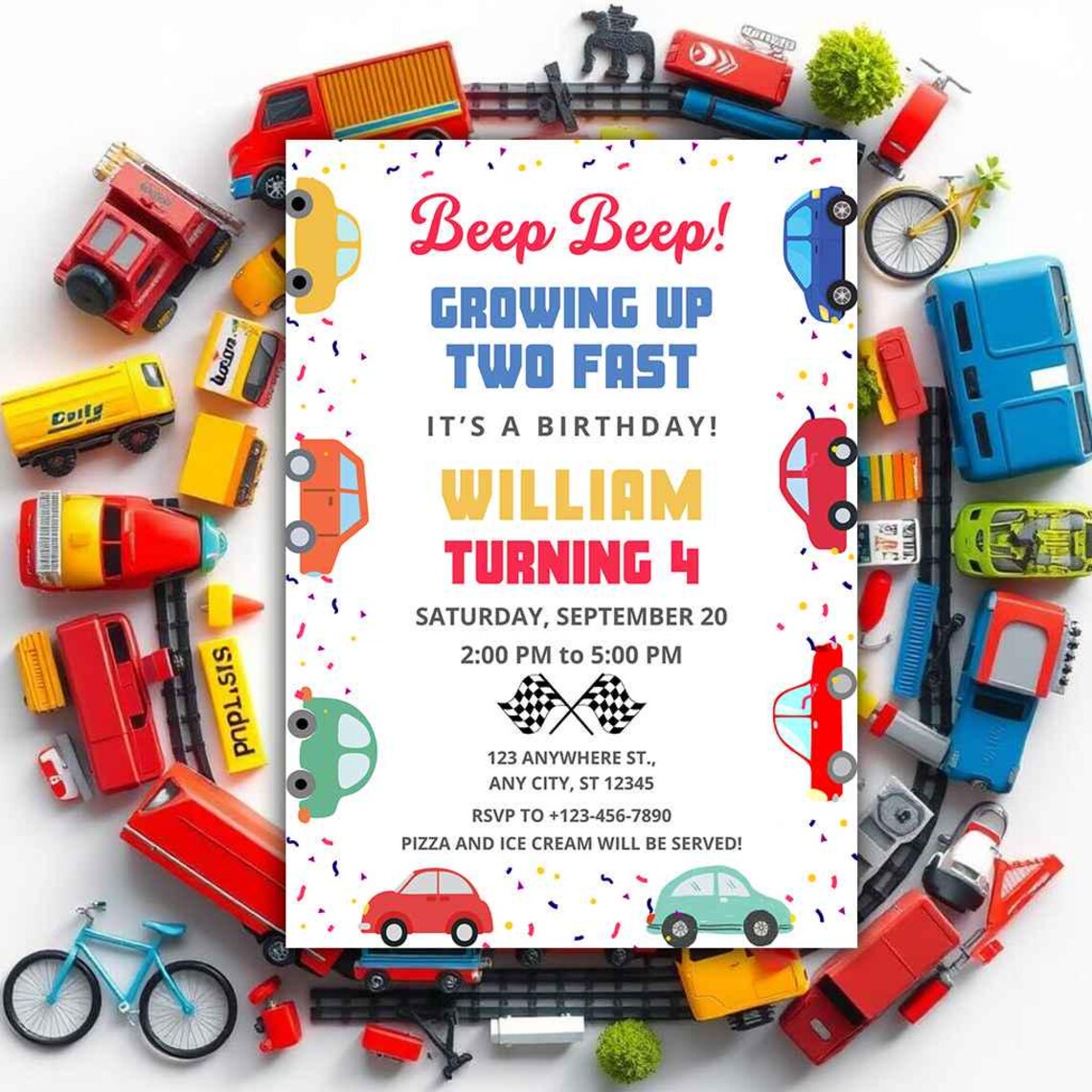 Editable Transportation Invitation, Honk Beep Choo Choo Train Truck ...