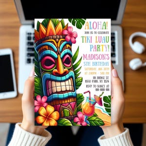 Editable Aloha Luau Party Invitation: Tropical Hawaiian Birthday ...