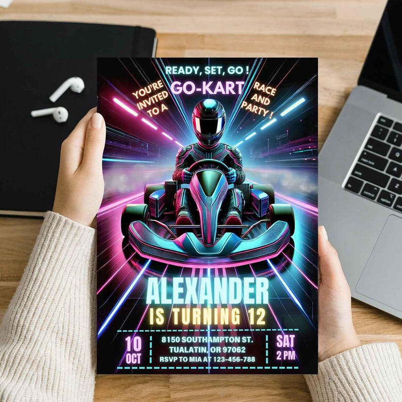 Editable Go-kart Racing Birthday Invitation Template (digital Download ...