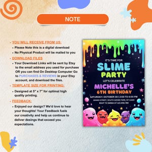 Editable Slime Birthday Party Invitation: Fun, Colorful Design (digital ...