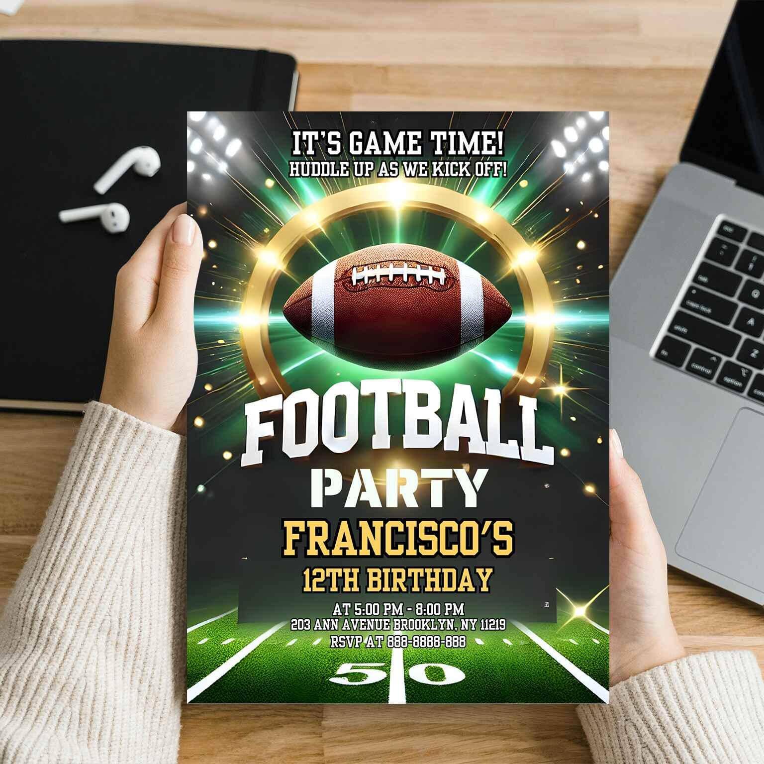 Editable Football Birthday Party Invitation: Sports Game Invite ...