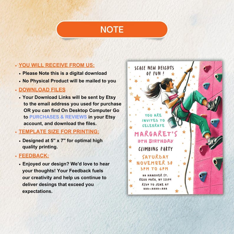 Editable Girls Rock Climb Invitation, Rock Climbing Birthday Invite ...