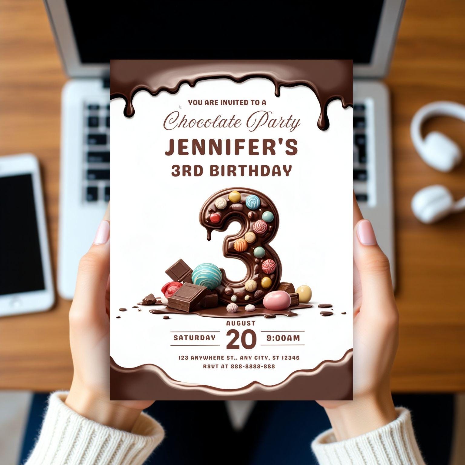 Editable Chocolate Birthday Invitation, Chocolate Party Template ...