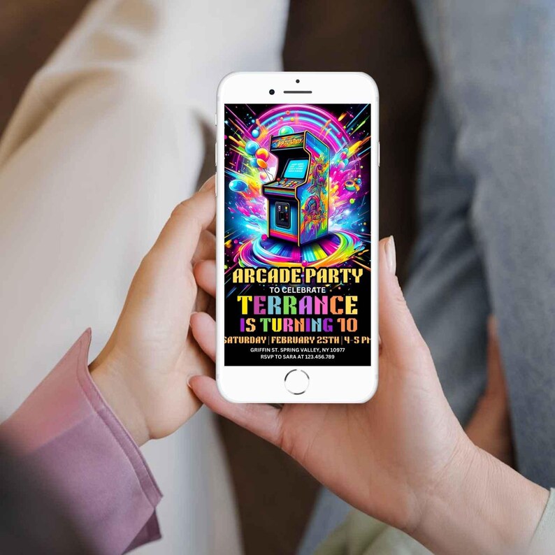 Editable Arcade Birthday Party Invitation, Retro Video Game Kids ...