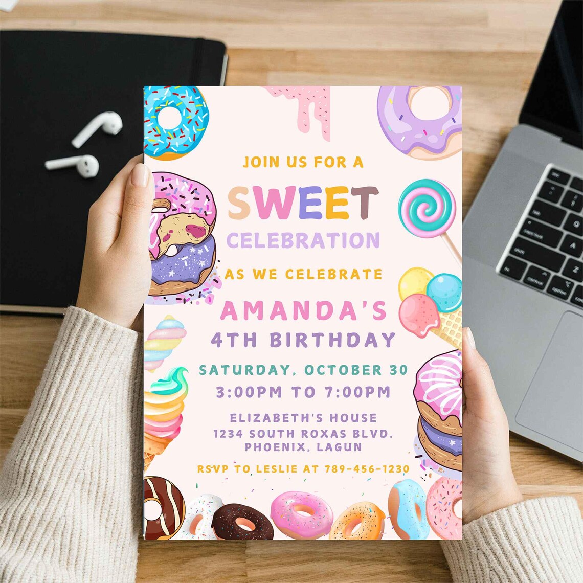 Editable Sweet Celebration Invitation, Candy Land Party Invite, Sweets ...