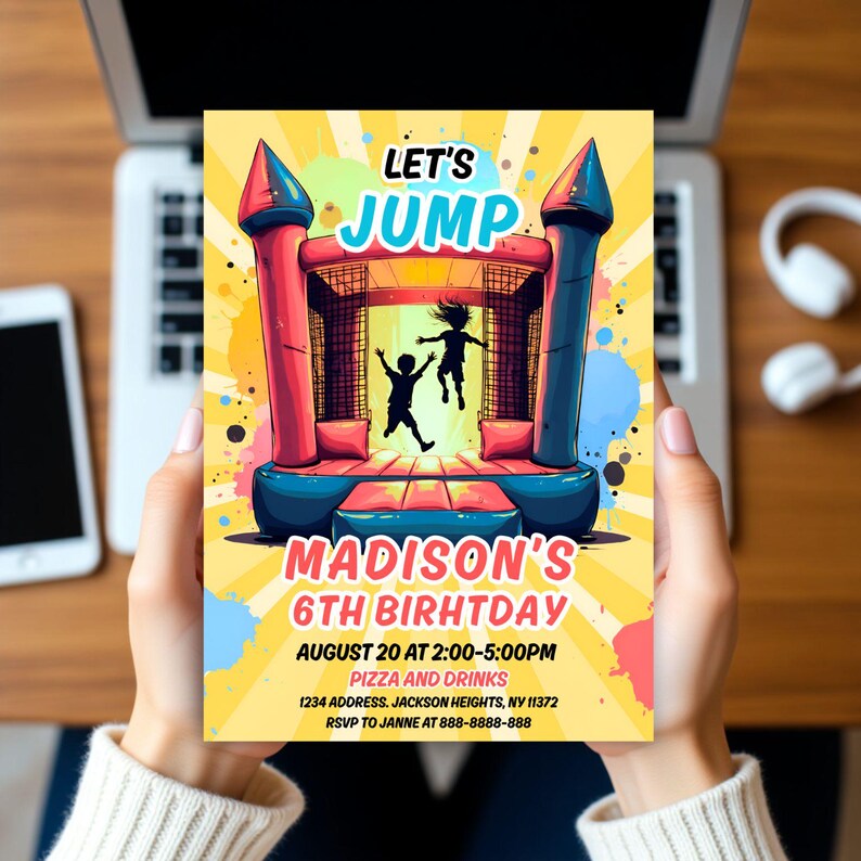 Bounce House Birthday Invitation: Editable Jump Party Invite (digital ...