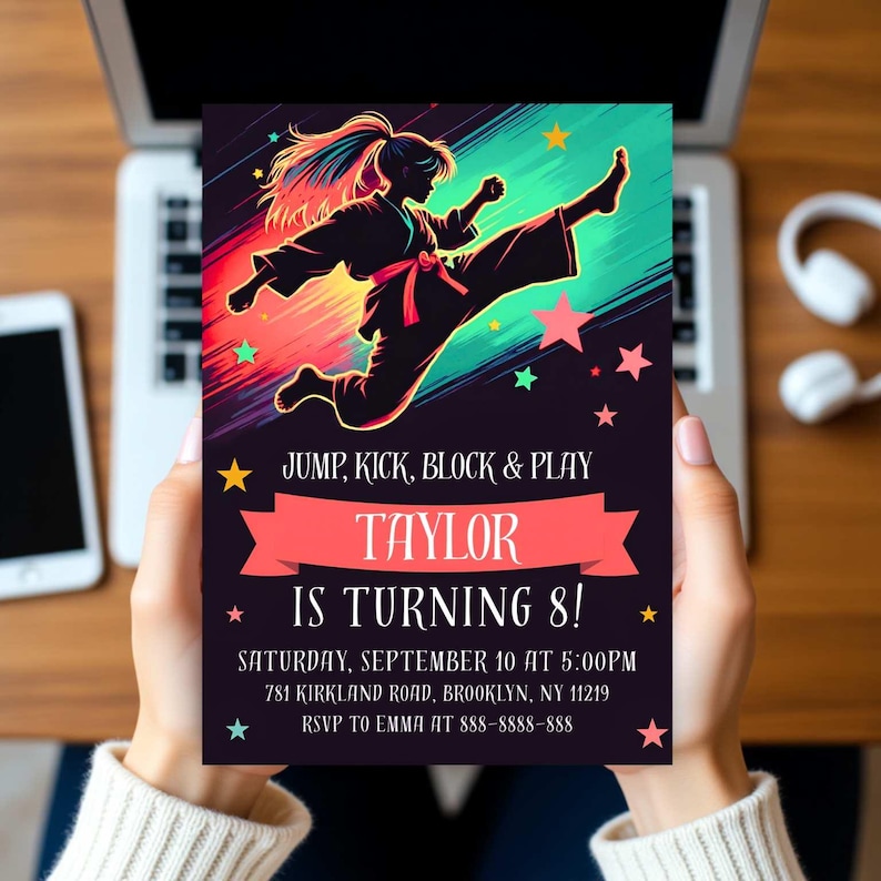 Editable Karate Birthday Invitation, Ninja Party Theme (instant ...