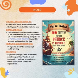 Editable Captain Crew Party Invitation Template, Pirates Birthday Party ...