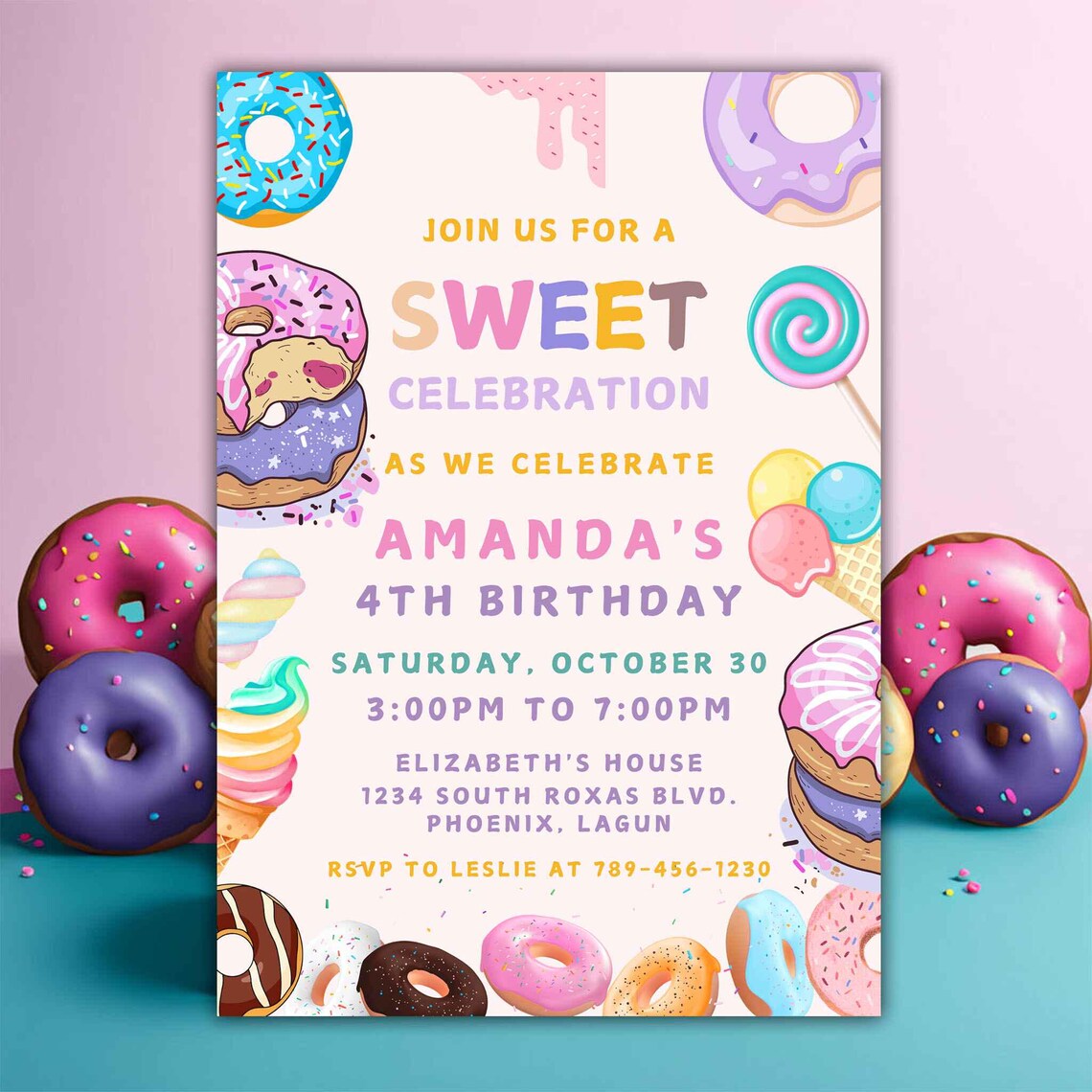 Editable Sweet Celebration Invitation, Candy Land Party Invite, Sweets ...