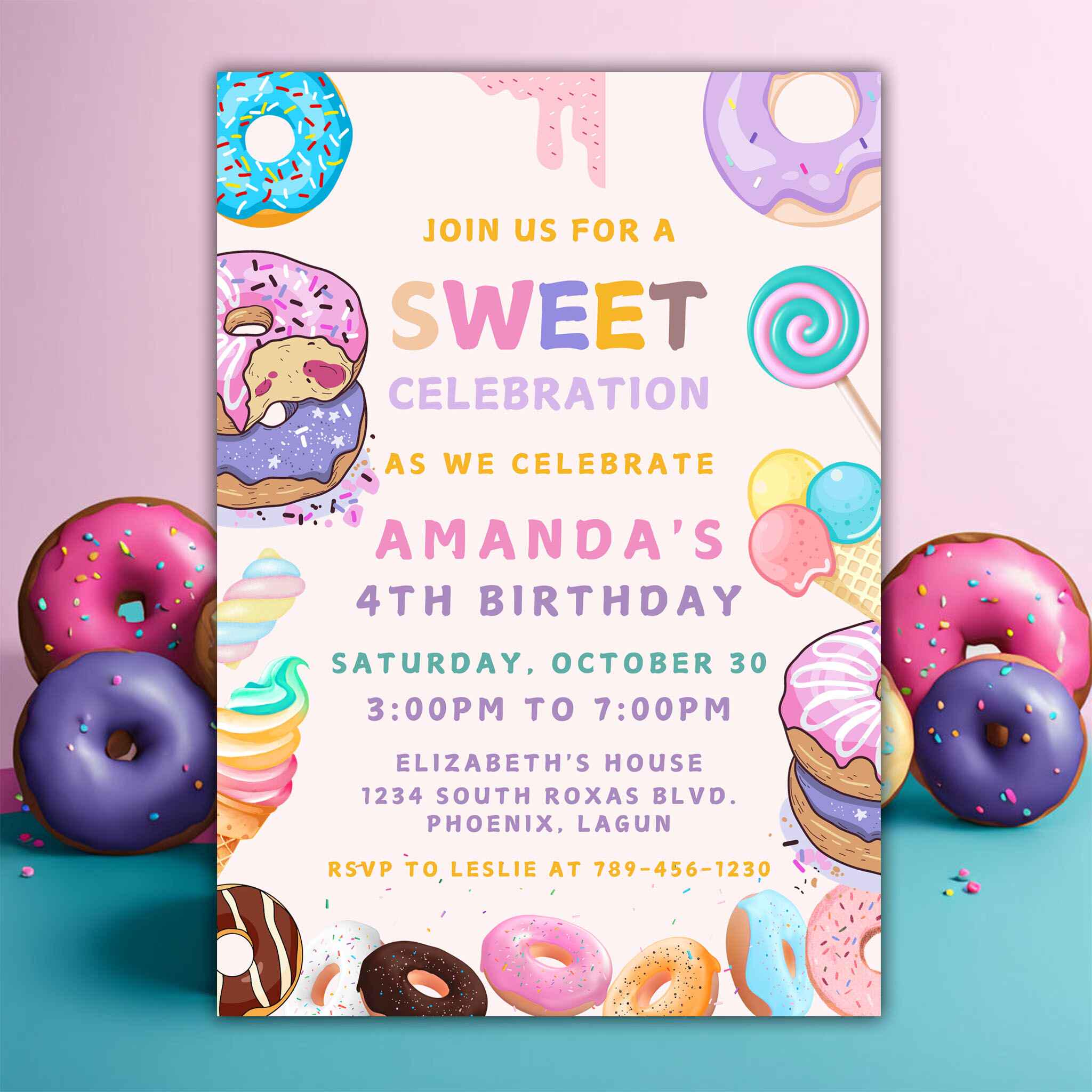 Editable Sweet Celebration Invitation, Candy Land Party Invite, Sweets ...