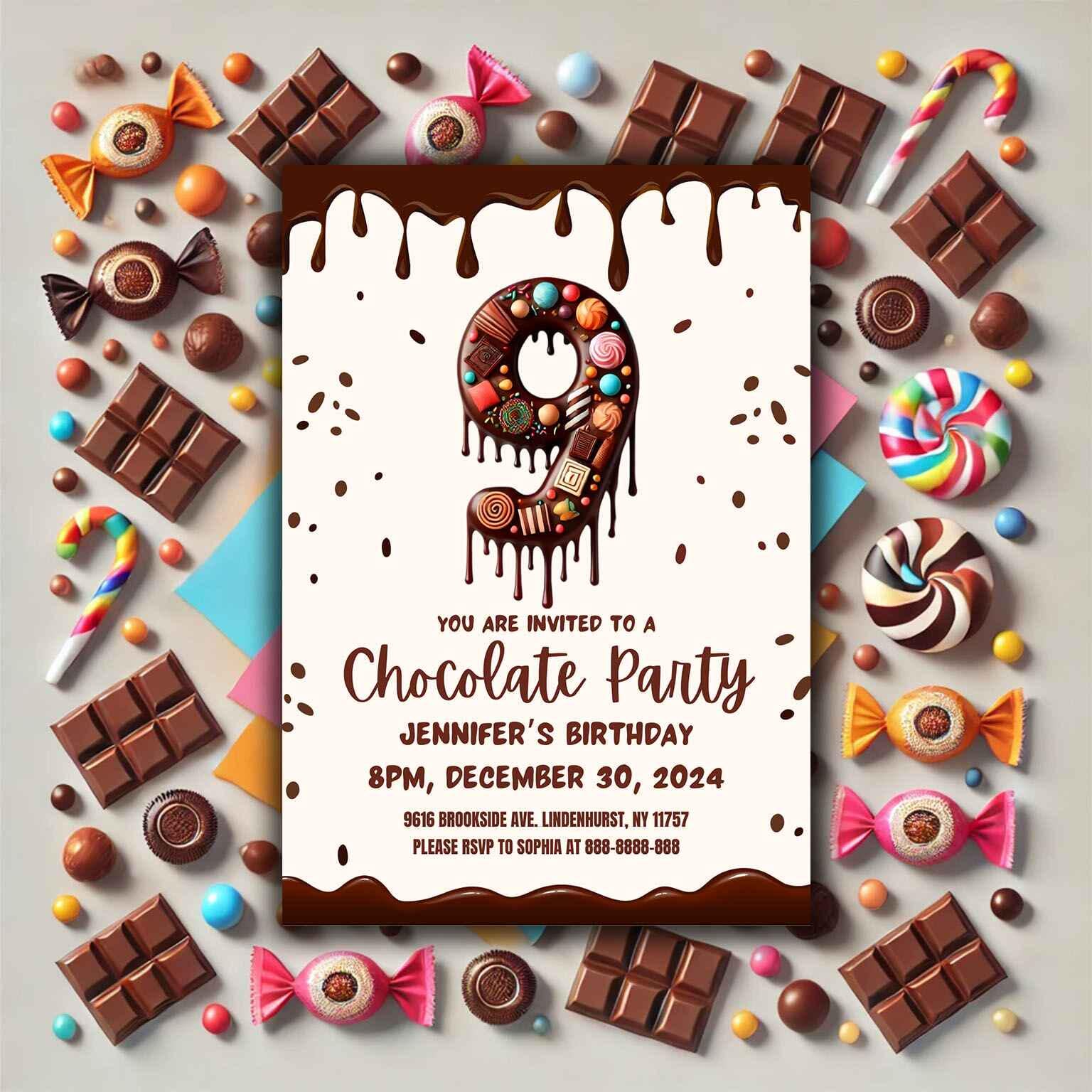 Editable Chocolate Party Invitation, Chocolate Invitation Template ...