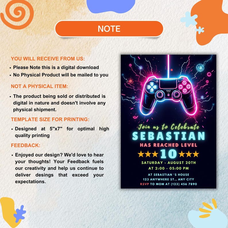 Editable Video Game Party Invitation, Level up Birthday Invite, Gamer ...