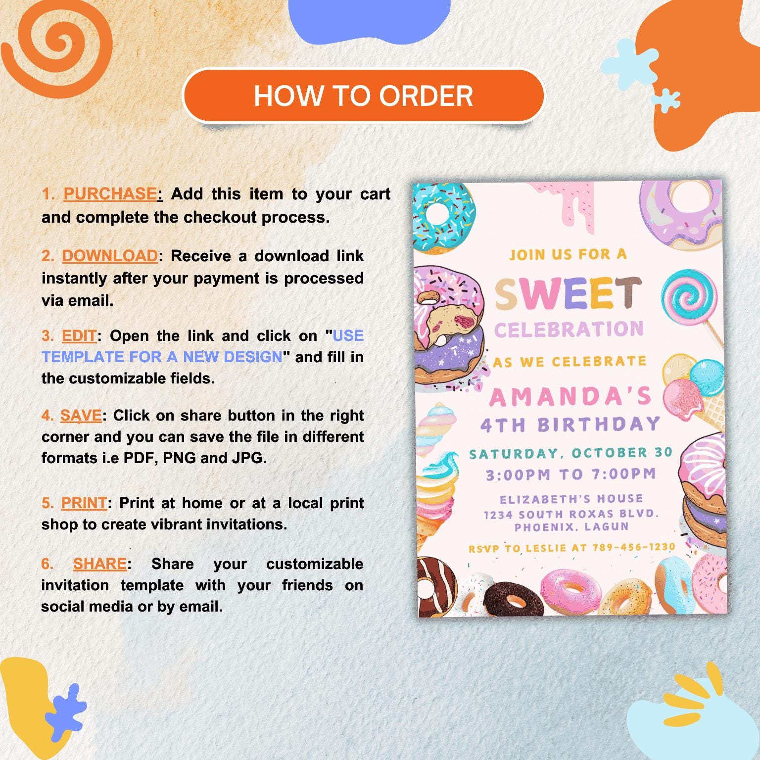 Editable Sweet Celebration Invitation, Candy Land Party Invite, Sweets ...