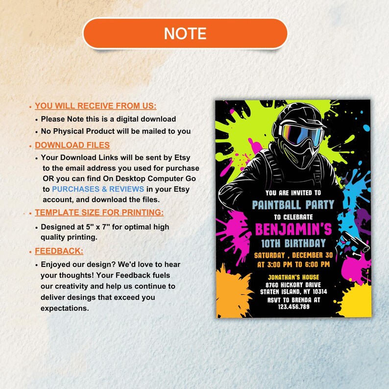 Editable Paintball Birthday Invitation, Boys Paintball Party Invitation ...