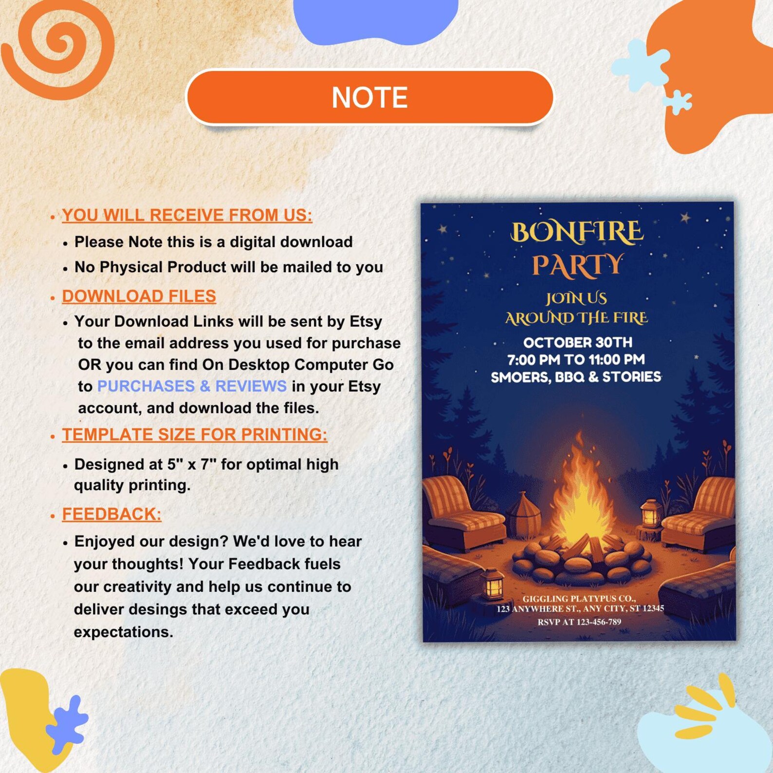 Editable Backyard Bonfire Invite, Backyard Bonfire Party Invitation ...