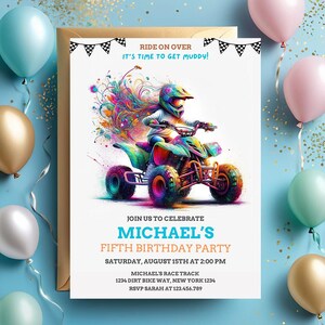 Editable ATV Quad Bike Birthday Party Digital Template Off-road ...