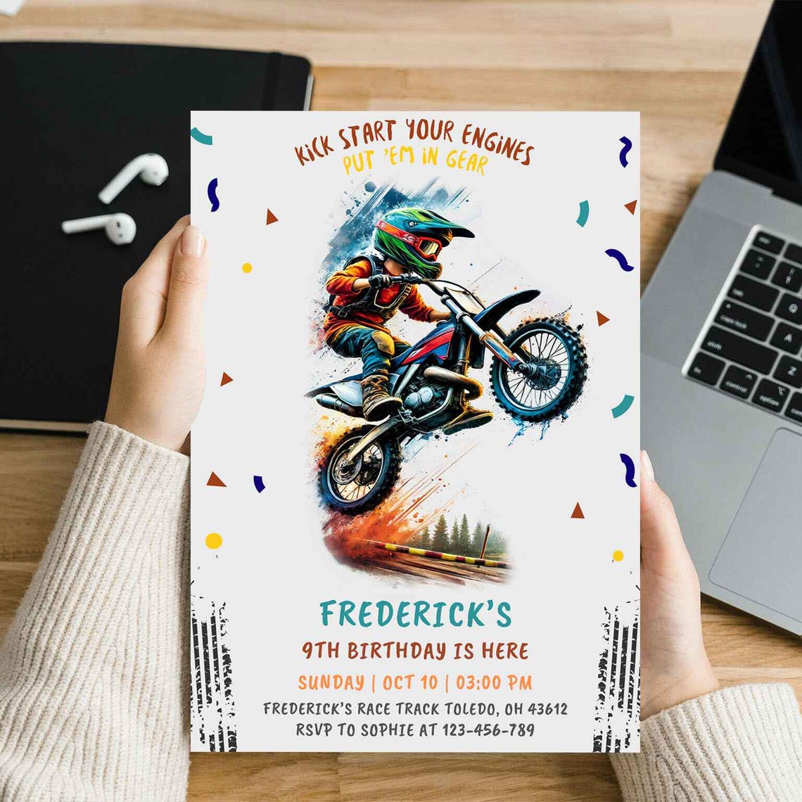 Editable Motorbike Birthday Party Invitation, Boys Dirt Bike Invite ...