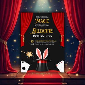 EDITABLE Magic Party Invitation, Magic Birthday Invitation, Magician ...