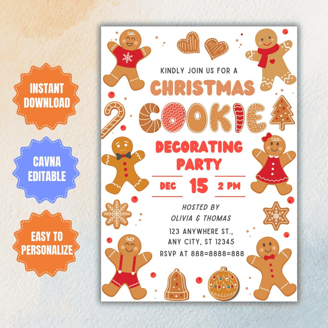 Editable Christmas Cookie Party Invitation, Decorating Party Invite ...