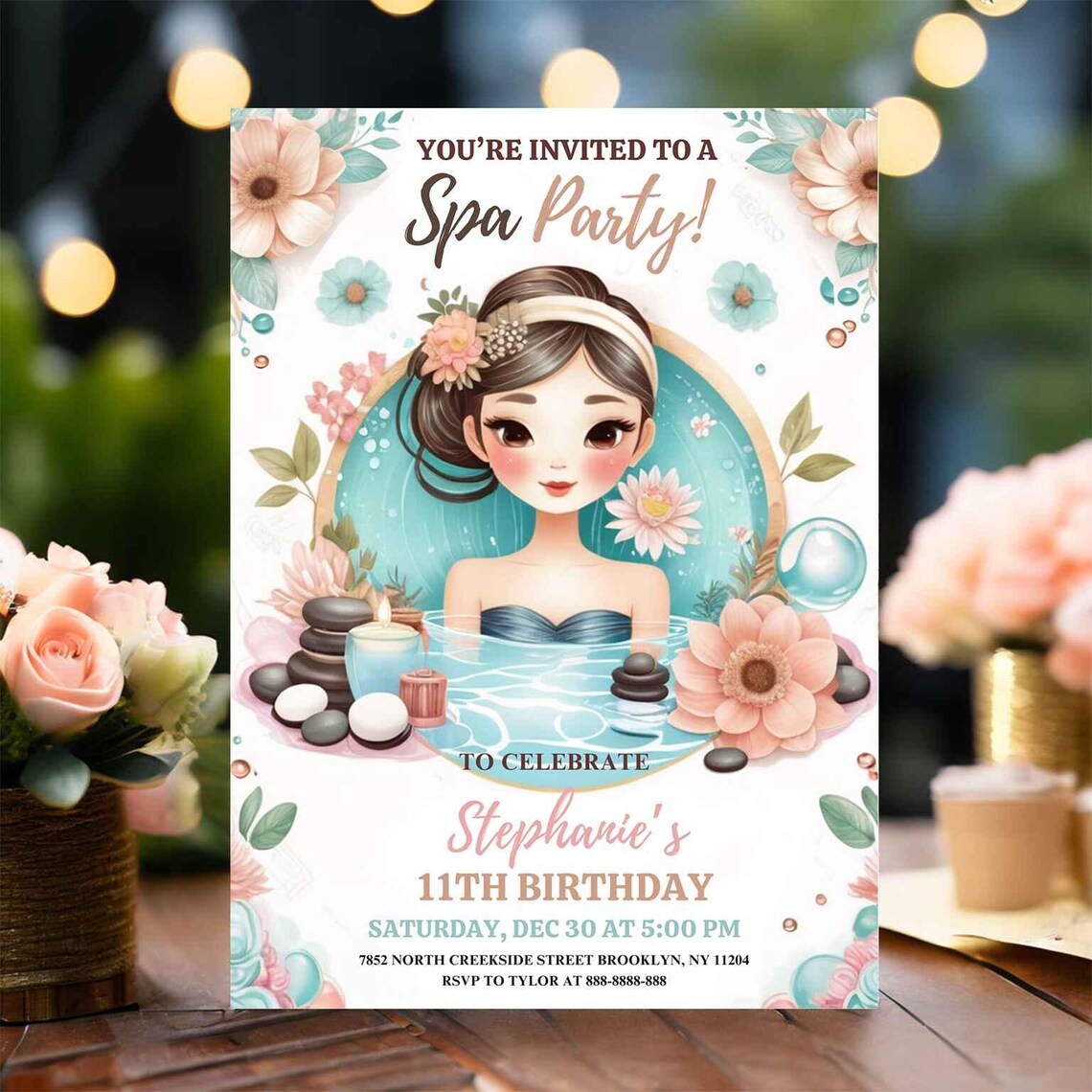 Editable Pamper Birthday Party Invitation, Join Us for A Spa Party ...