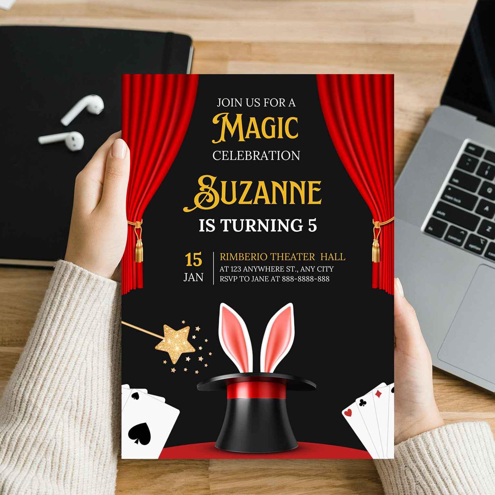 EDITABLE Magic Party Invitation, Magic Birthday Invitation, Magician ...