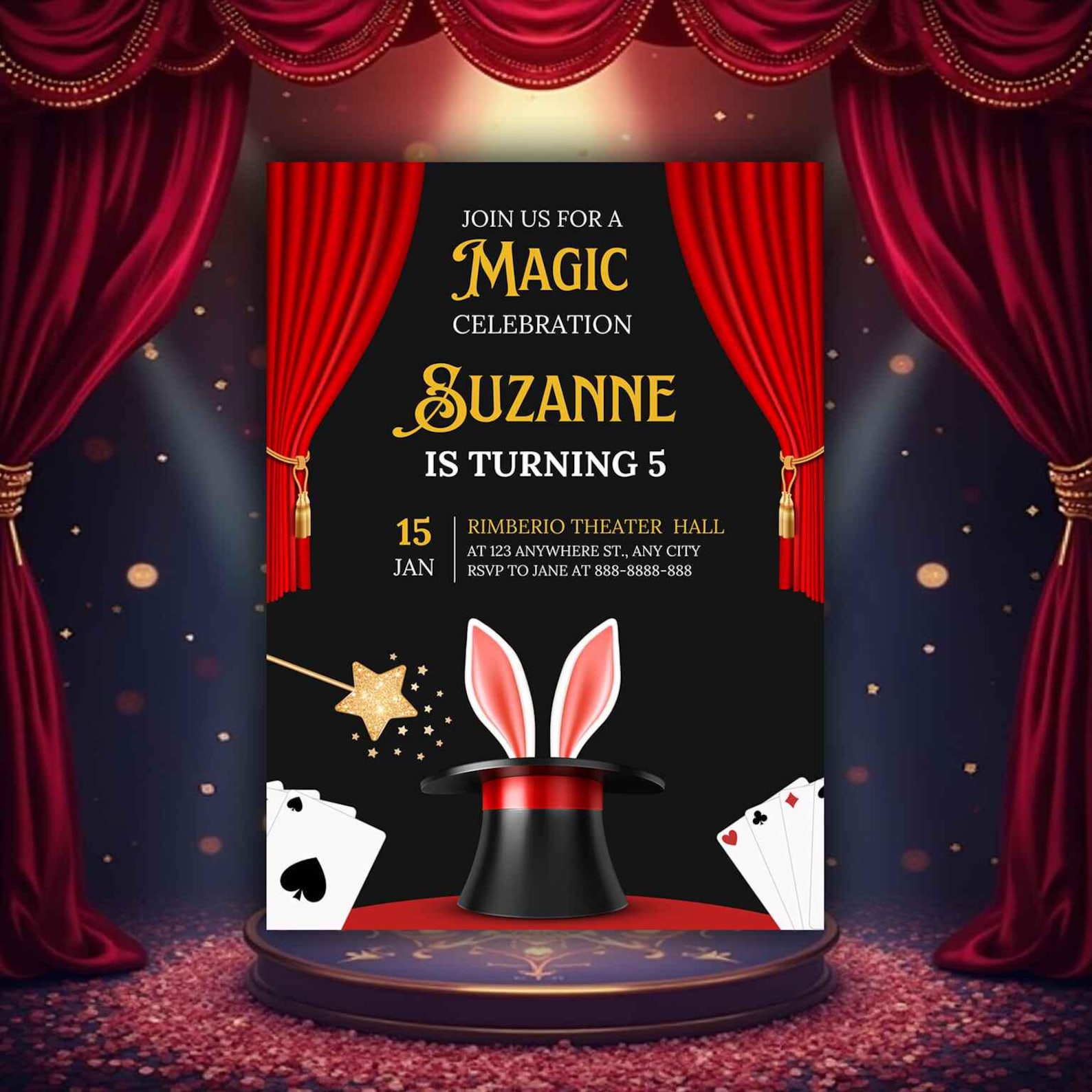 EDITABLE Magic Party Invitation, Magic Birthday Invitation, Magician ...