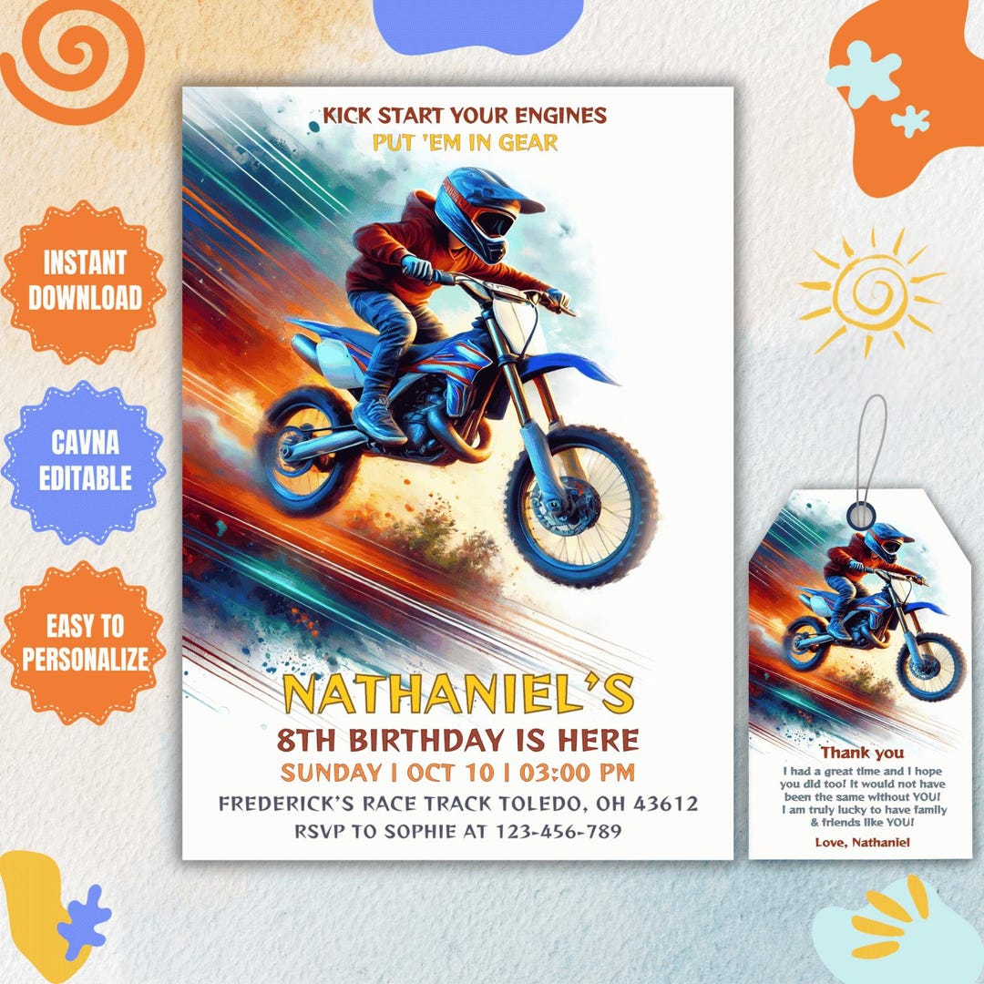 Dirt Bike Birthday Invitation: Motocross Adventure Theme (digital ...