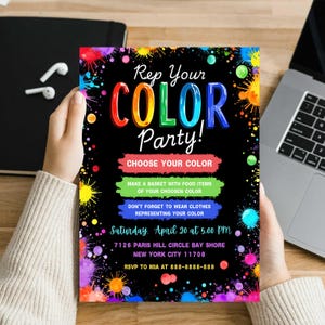 Editable Birthday Invitation, Rep Your Color Invitation, Color Theme ...