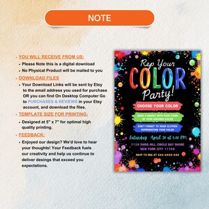 Editable Birthday Invitation, Rep Your Color Invitation, Color Theme ...
