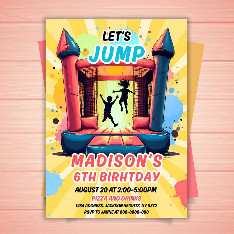 Bounce House Birthday Invitation: Editable Jump Party Invite (digital ...