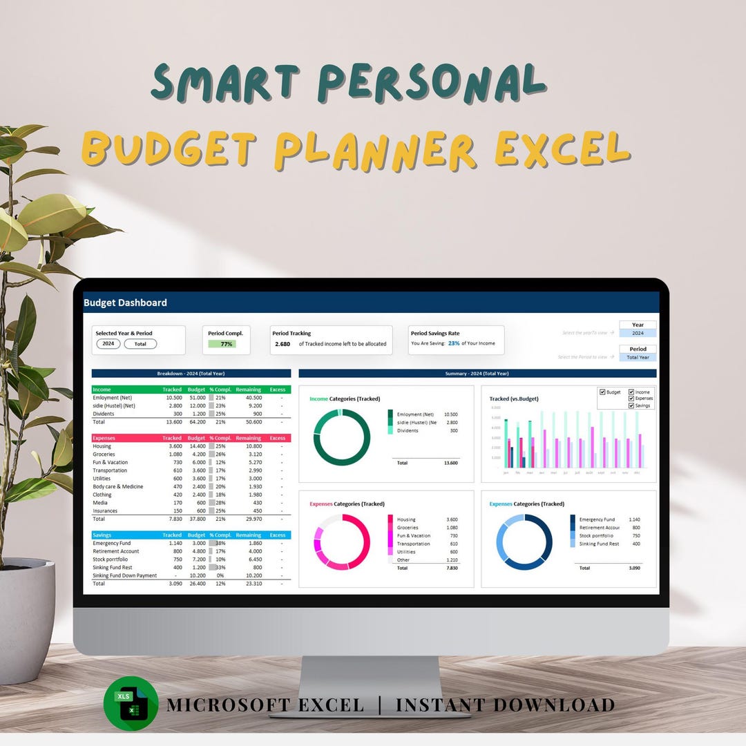 Smart Budget Tracker Excel - Etsy