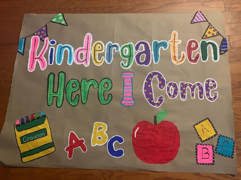 Kindergarten Here I Come Paper Banner, Paper Banner, Custom Banner, Any ...