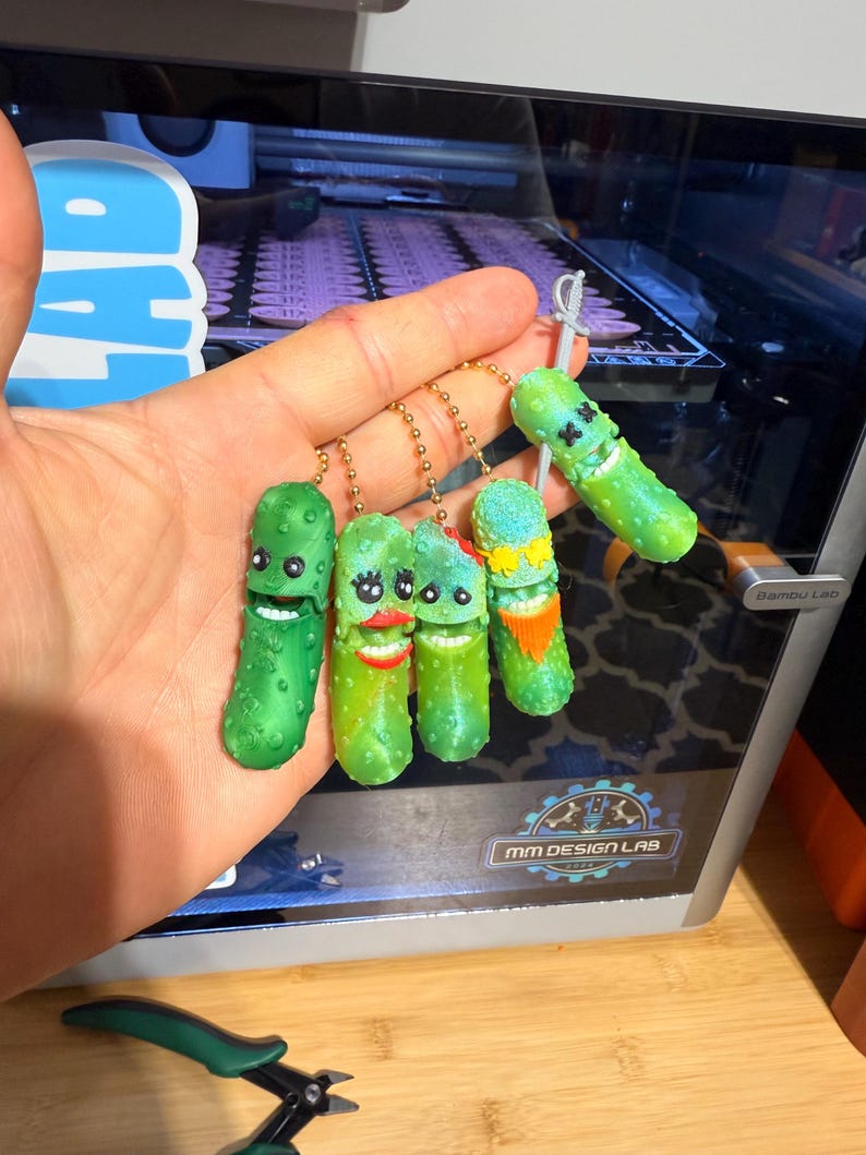 3D Printed Pickle Keychain Fidget Toy: Collectible Tickle Pickles With ...