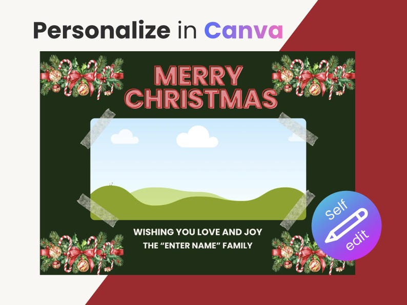 Editable Christmas Photo Card Template, 5x7, Canva (digital Download ...