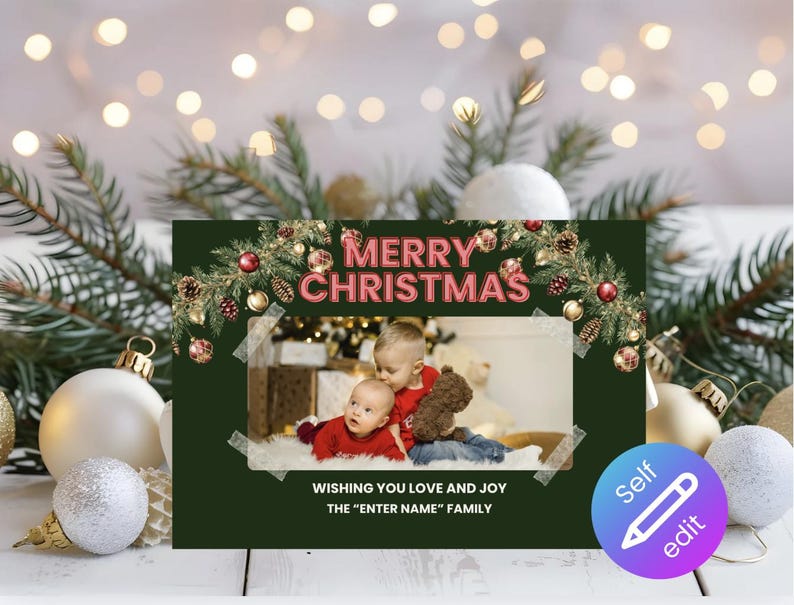 Editable Christmas Photo Card Template, Canva 5x7 (digital Download) - Etsy