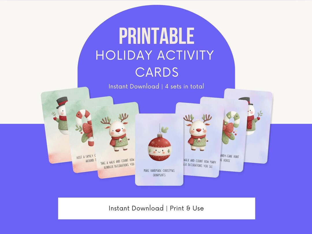 Printable Christmas Activity Cards – Holiday Family Game (4 Sets ...