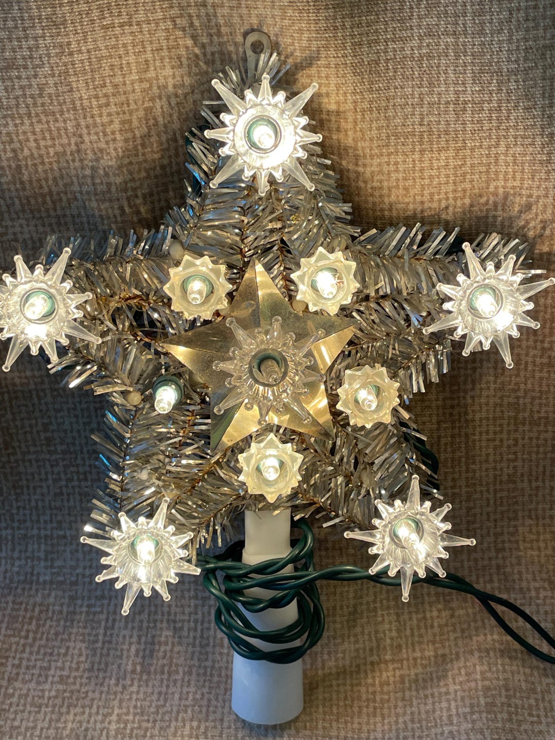 Vintage Silver Lighted Christmas Tree Star/christmas Tree Star/holiday ...