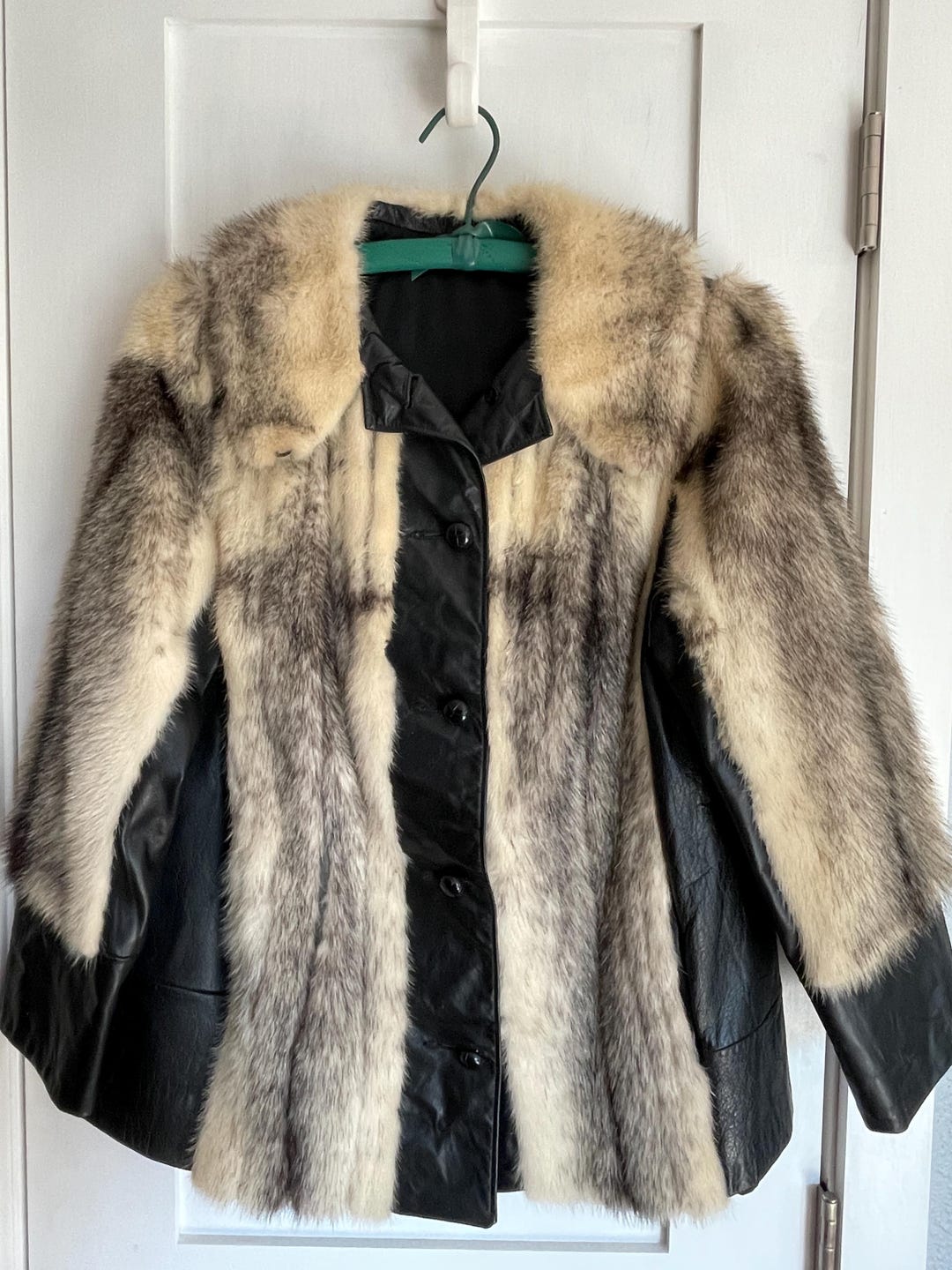 Vintage 70's Fur and Leather Coat/fur and Black Leather Patchwork ...