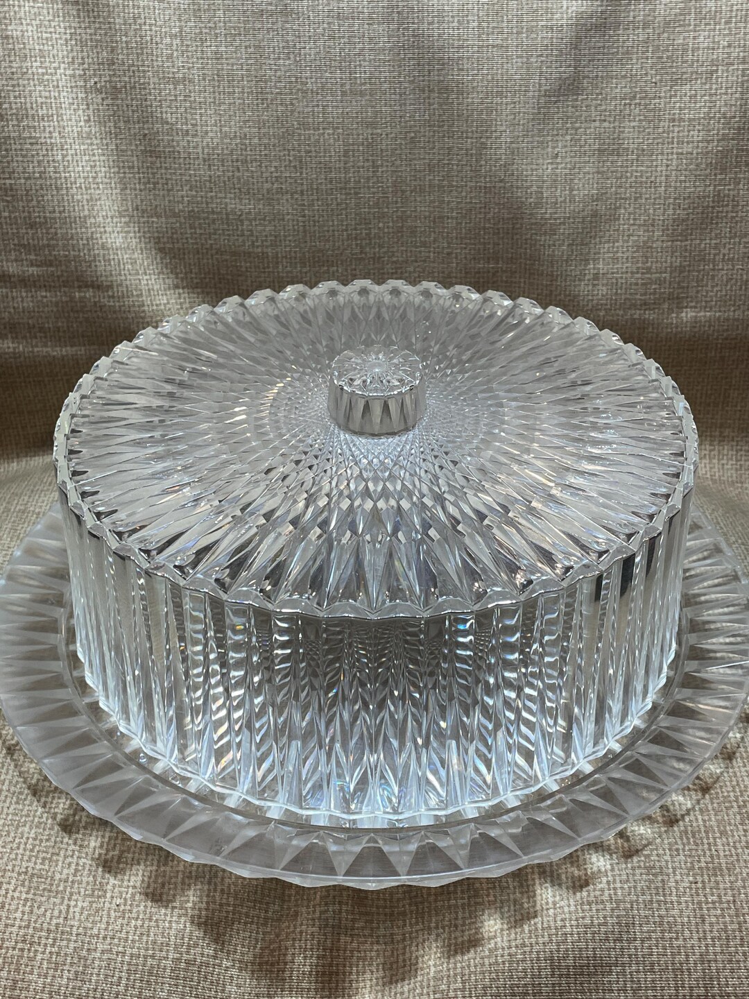 Vintage 1960's Cake Plate and Cover/lucite Acrylic Cut Glass Pattern ...