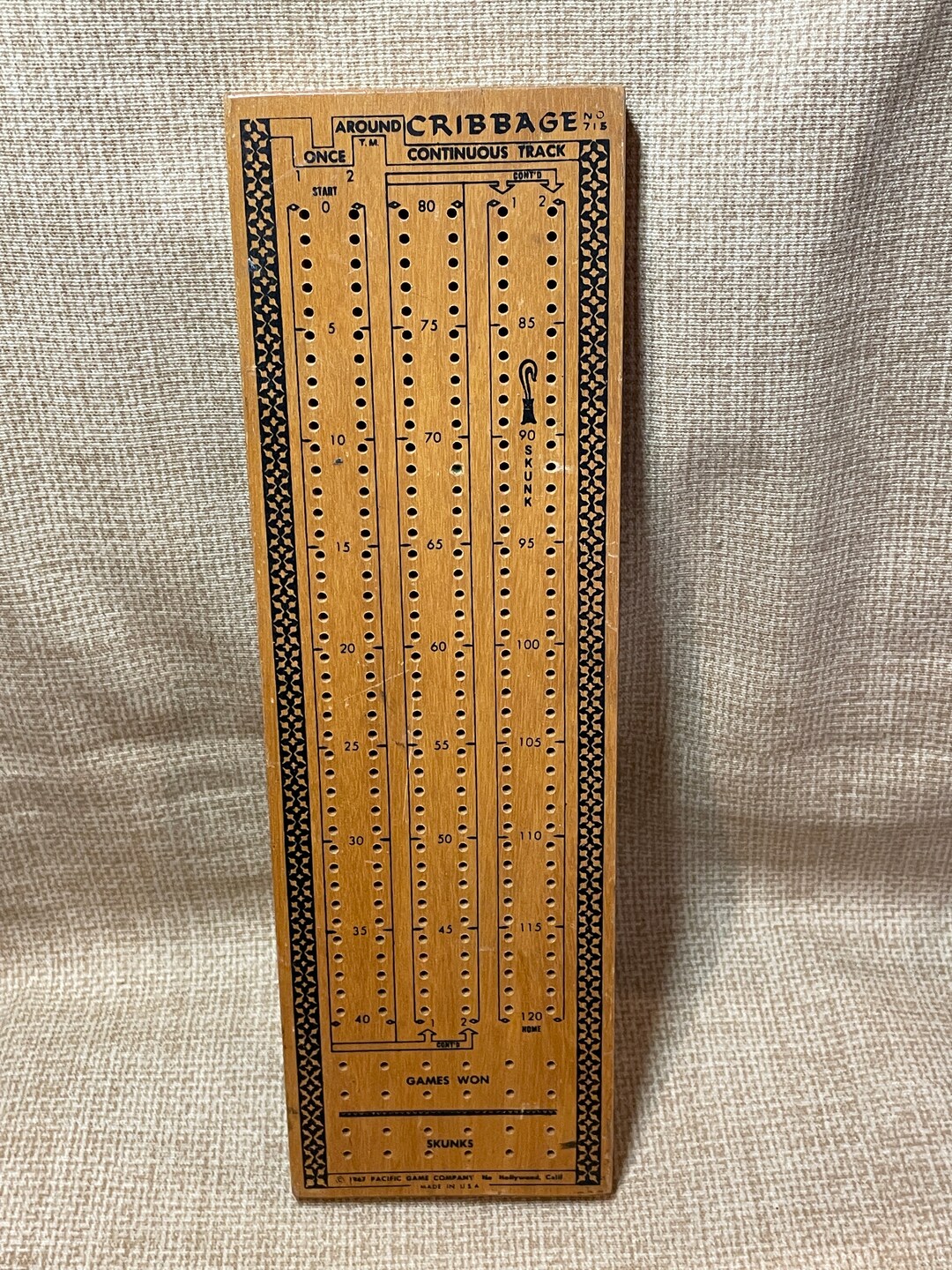 Vintage 1967 Cribbage Board/once Around Continuous Track Cribbage Board ...