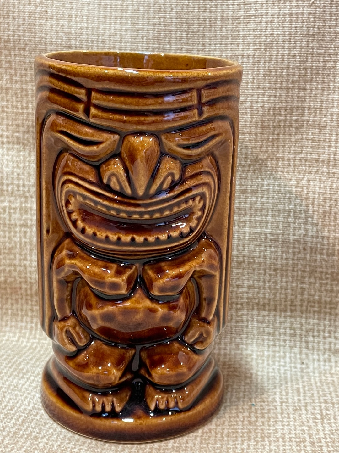 Vintage Brown Glaze Tiki Mug/tall Tiki Cup/barware Tiki/brown Glaze ...