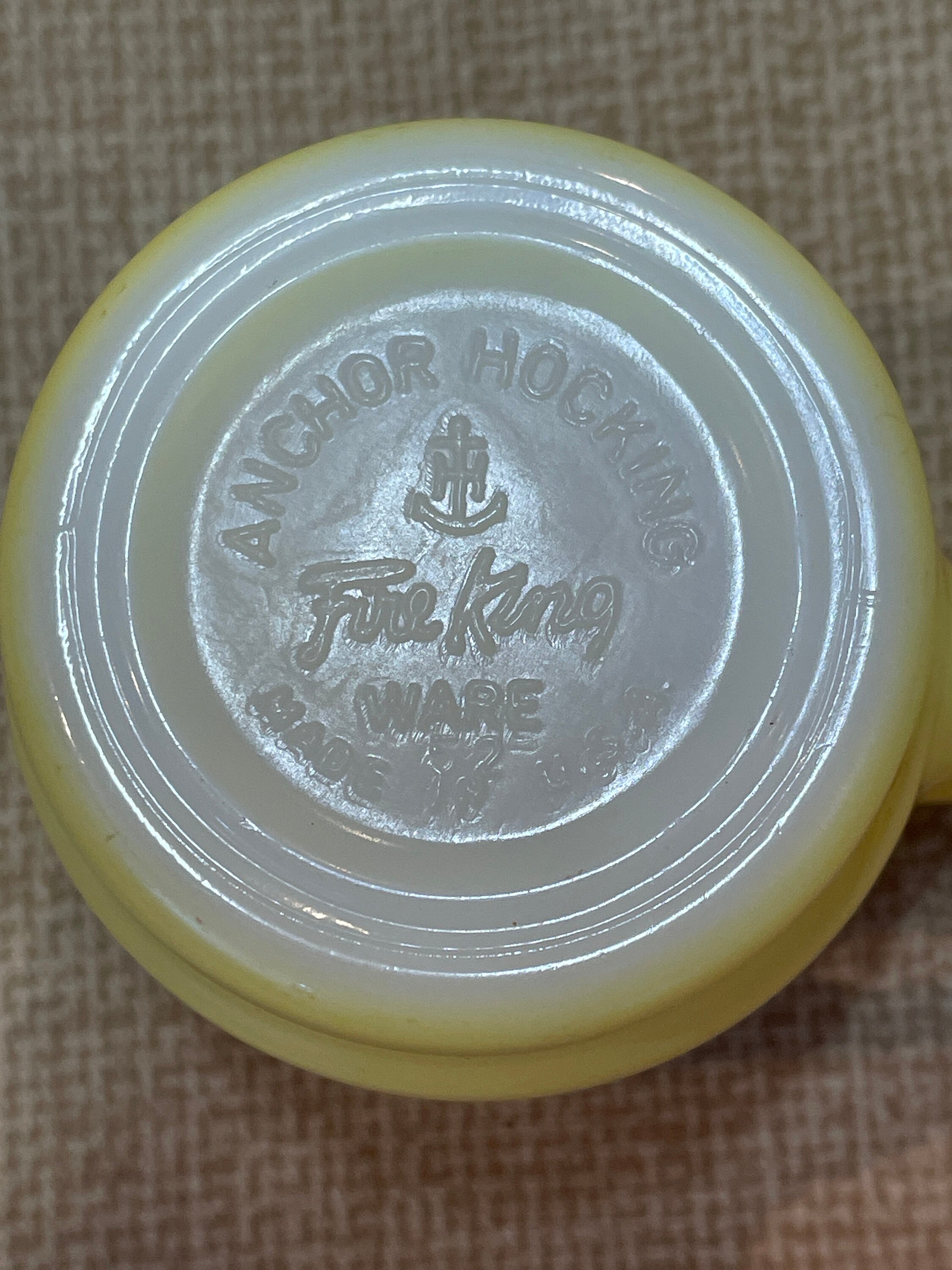 Vintage 1950's Anchor Hocking Fire King Ware Yellow Mug/fire King Mug ...