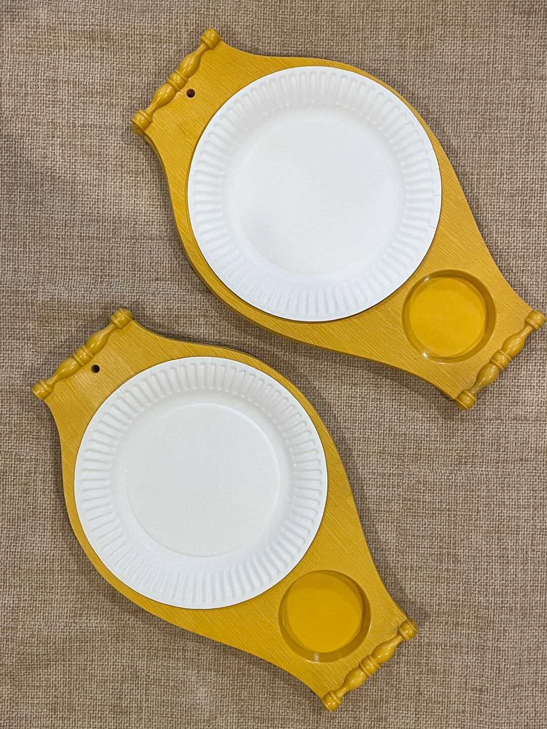 Vintage 60's 70's Paper Plate and Cup Holders Set of 4/BBQ Food Trays ...