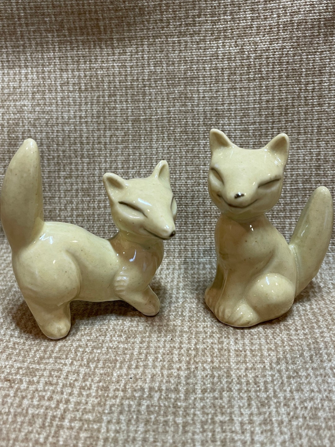 Vintage Fox Salt and Pepper Shakers/pottery Fox Salt Pepper Shakers ...